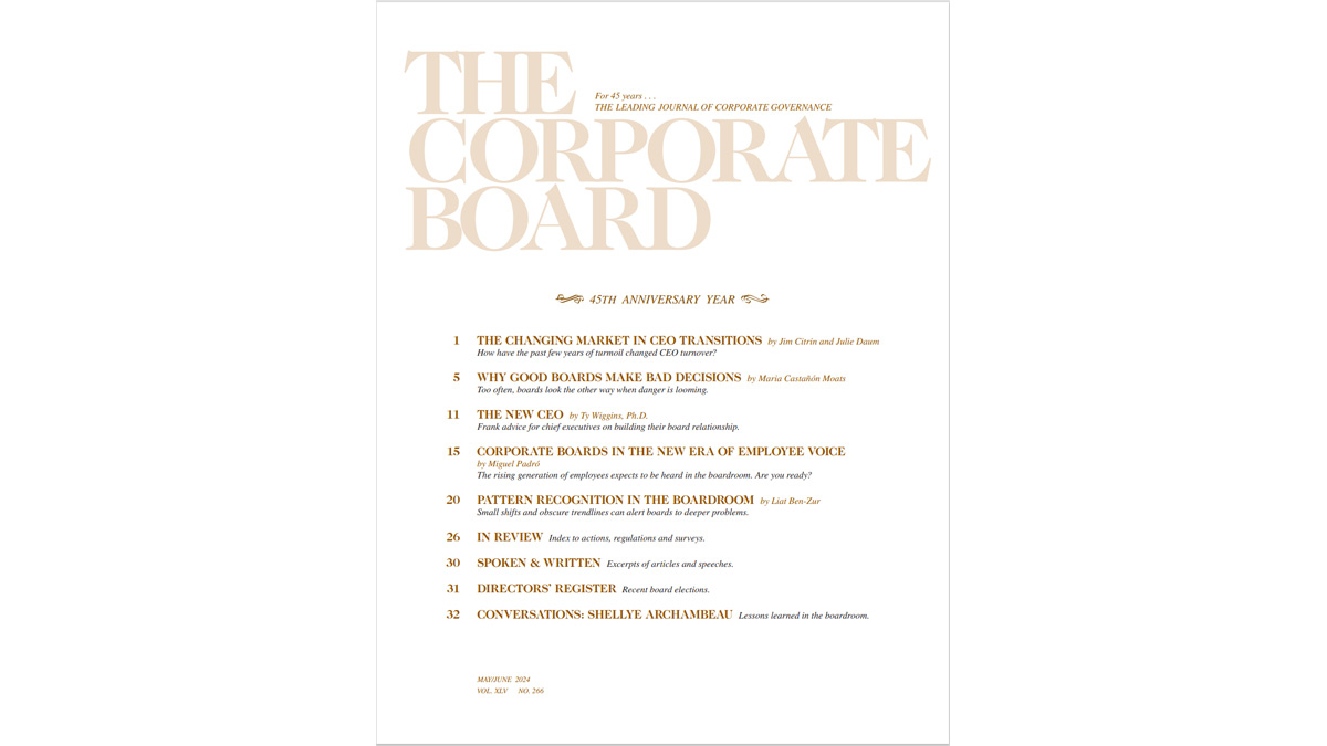 THE CORPORATE BOARD | The Leading Journal of Corporate Governance